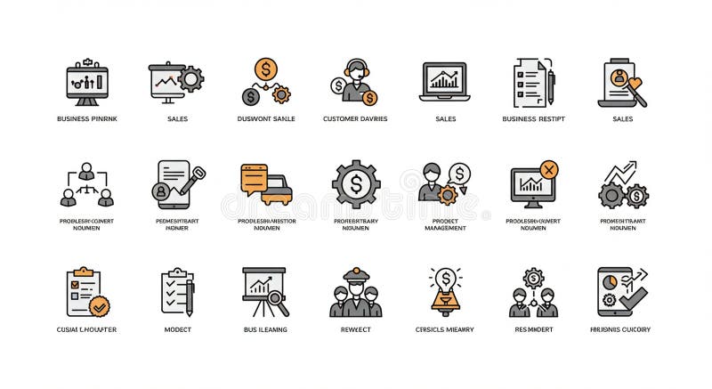 Set of Business-themed Icons Featuring Various Elements Such As Graphs ...