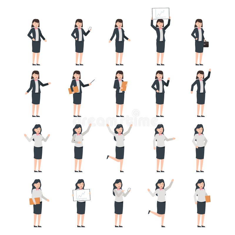 Set of Business Woman Characters Bundle Vector Illustration Design ...