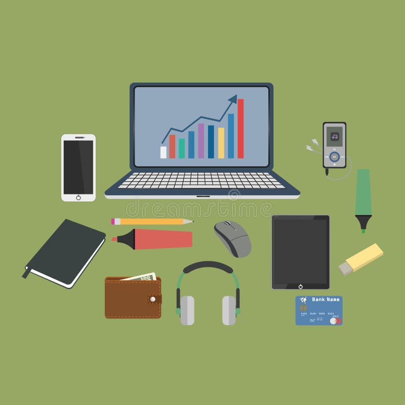 Set of Business Working Elements for Digital Stock Vector ...