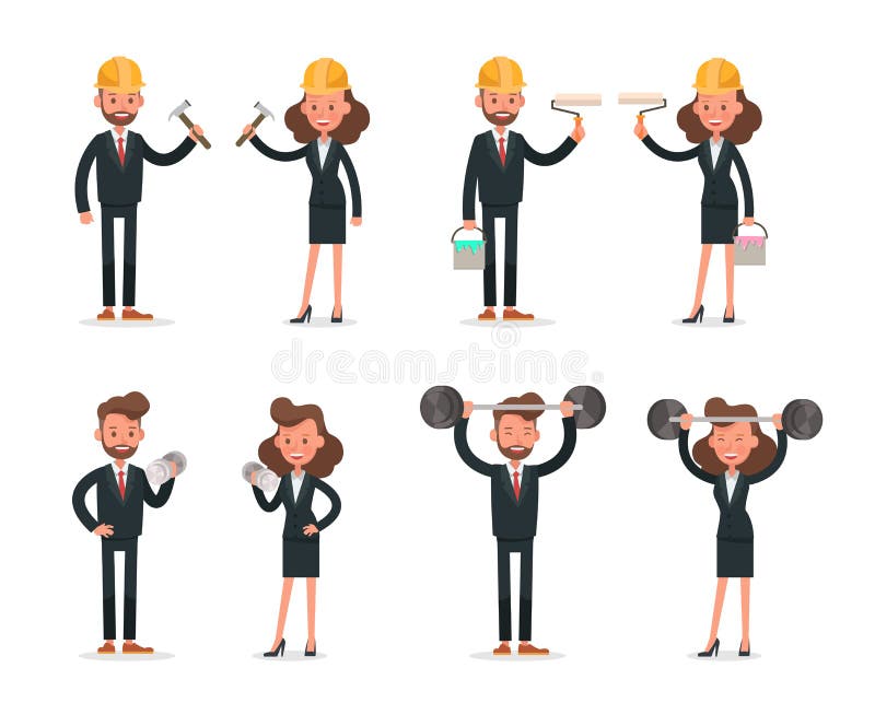 Set Of Businessman And Businesswoman Character Vector Design No11
