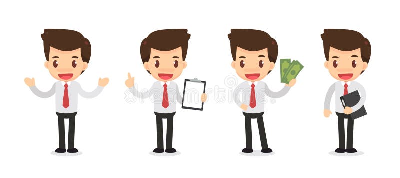Set of Businessman Character in Actions. Presentation. Stock ...