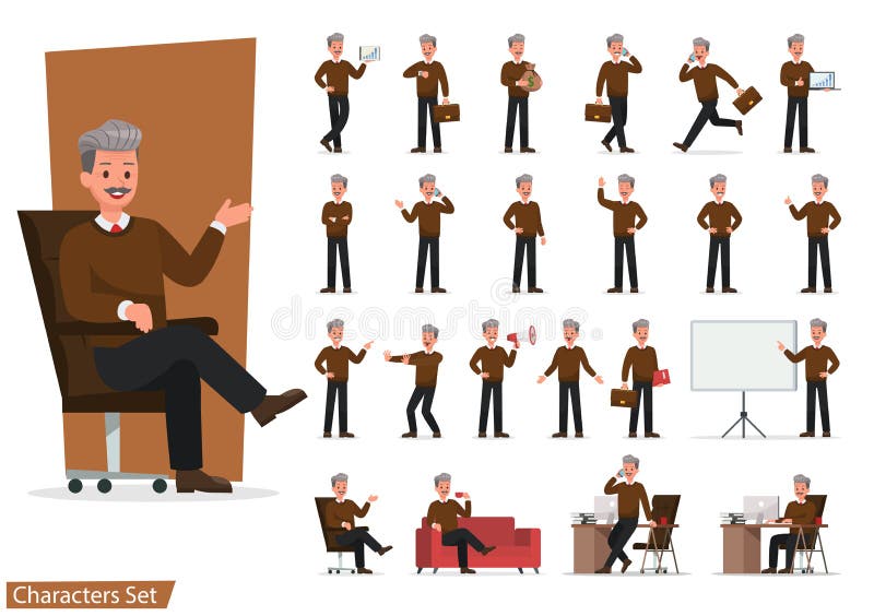 Set of Businessman Character Vector Design Doing Different Gestures ...