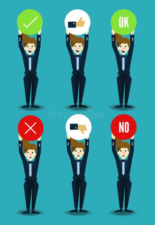 Set of Businessman Characters with True and False Sign. Stock Vector ...