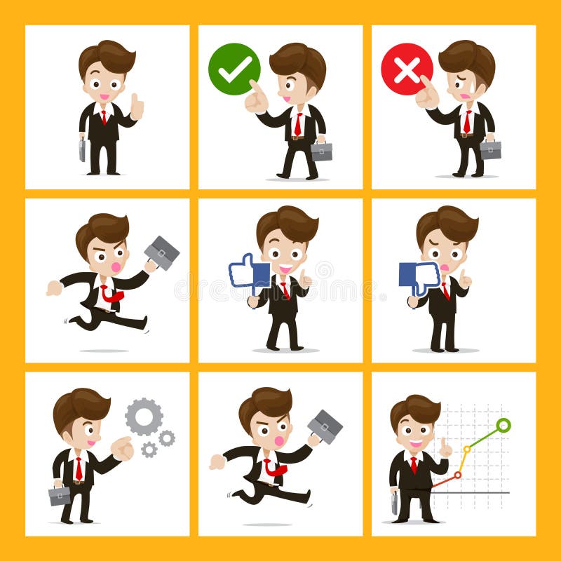 Set of 9 Businessman in Different Actions Editorial Photography ...