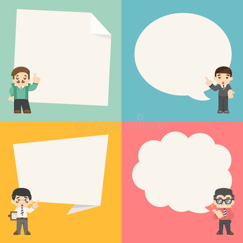 Set of Businessman with Speech Bubbles Character Stock Vector ...