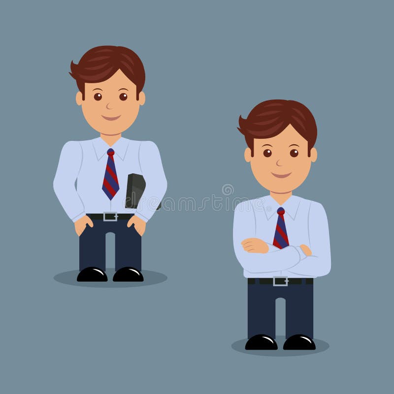 Set of Businessman Standing in Various Action. Stock Vector ...