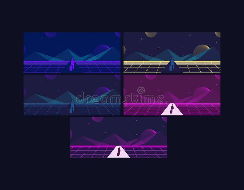 Set of Businessman Start and Steps into Future Door. Moving Forward To ...