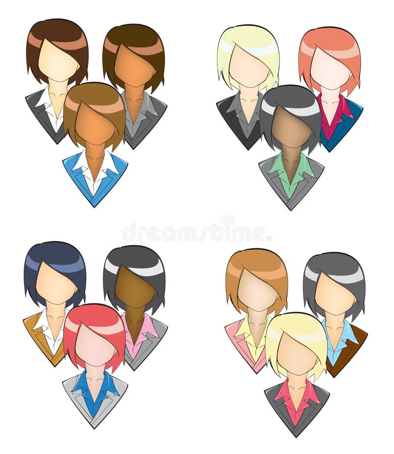 Set of Businesswoman Icon in Group (in Pencil Line Stock Vector ...