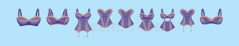 Set of Bustier Cartoon Icon Design Template with Various Models. Vector ...