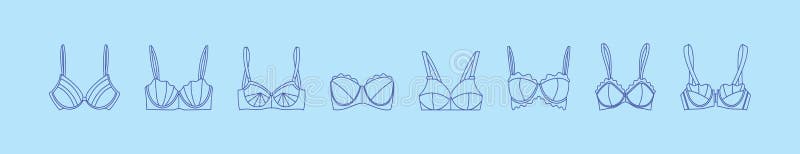 Set of Bustier Cartoon Icon Design Template with Various Models. Vector ...