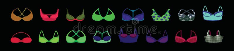 A Set of Bustier Cartoon Icon Design Template with Various Models ...