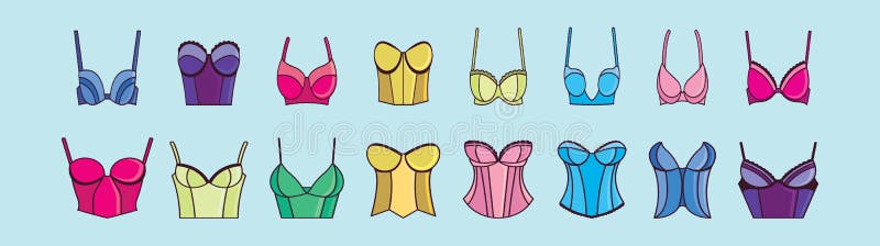 Set of Bustier Cartoon Icon Design Template with Various Models. Vector ...