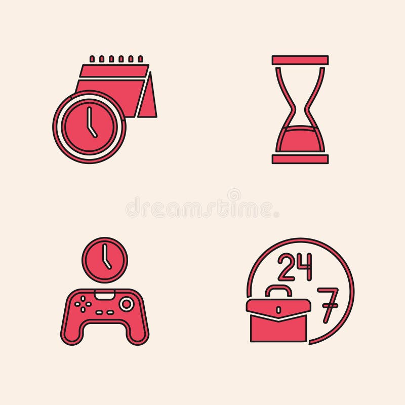 Set always Busy, Calendar and Clock, Old Hourglass with Sand and ...