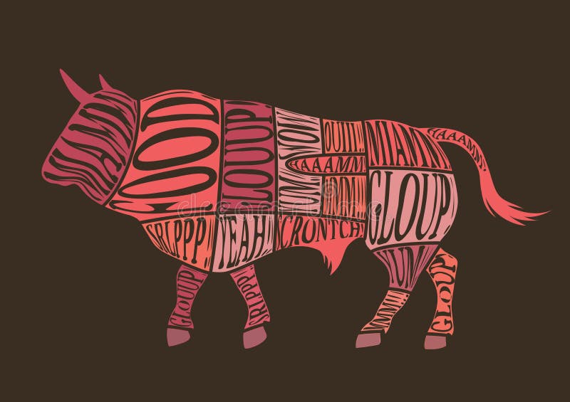 Bull cuts stock vector. Illustration of food, restaurant - 100720720