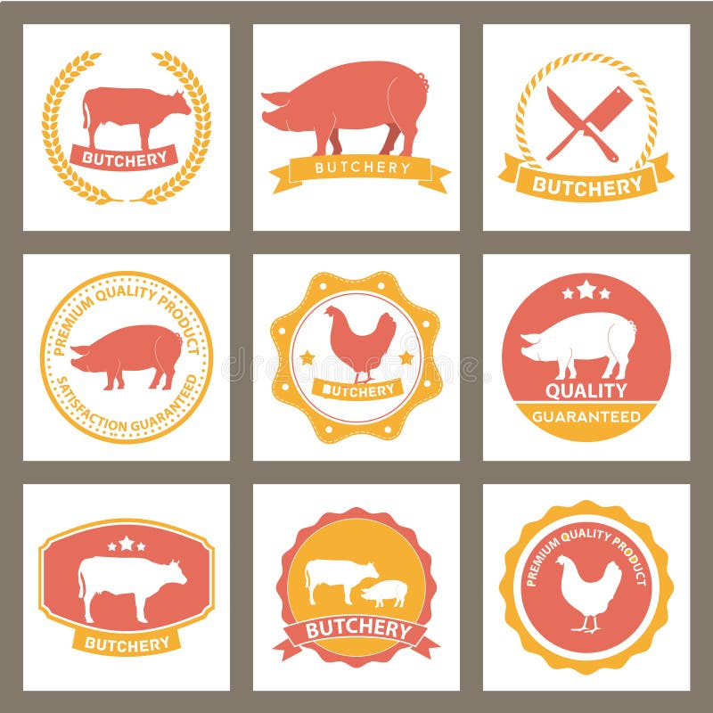 Set of Fresh Beef Labels. Butchery Shop Emblems Stock Vector ...