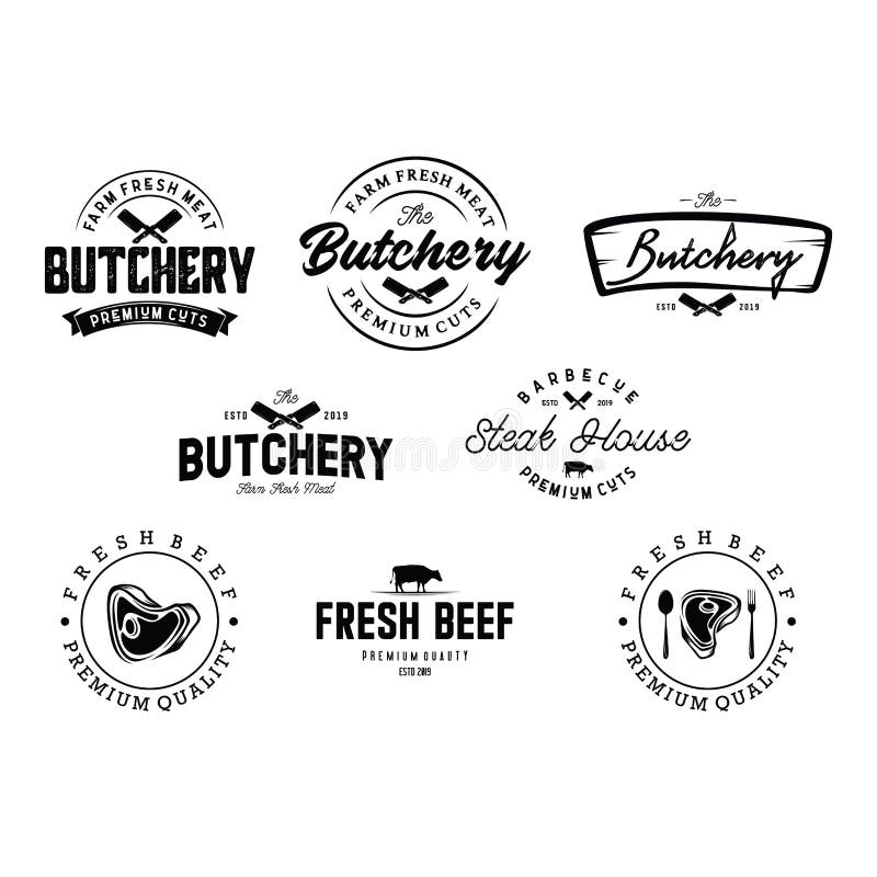 Set of Butchery Logo Design Template Stock Vector - Illustration of ...
