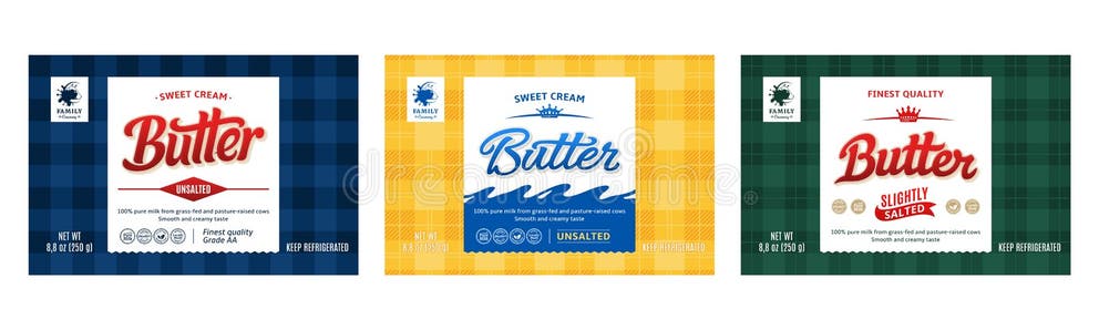 Set of Butter Labels Design Stock Vector - Illustration of badge ...