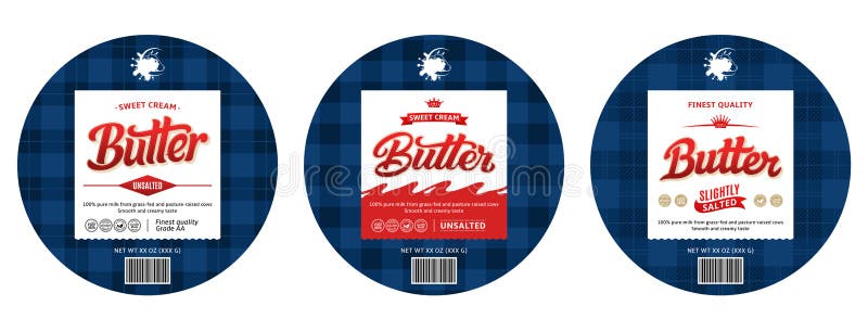 Set of Butter Round Labels Design Stock Vector - Illustration of ...