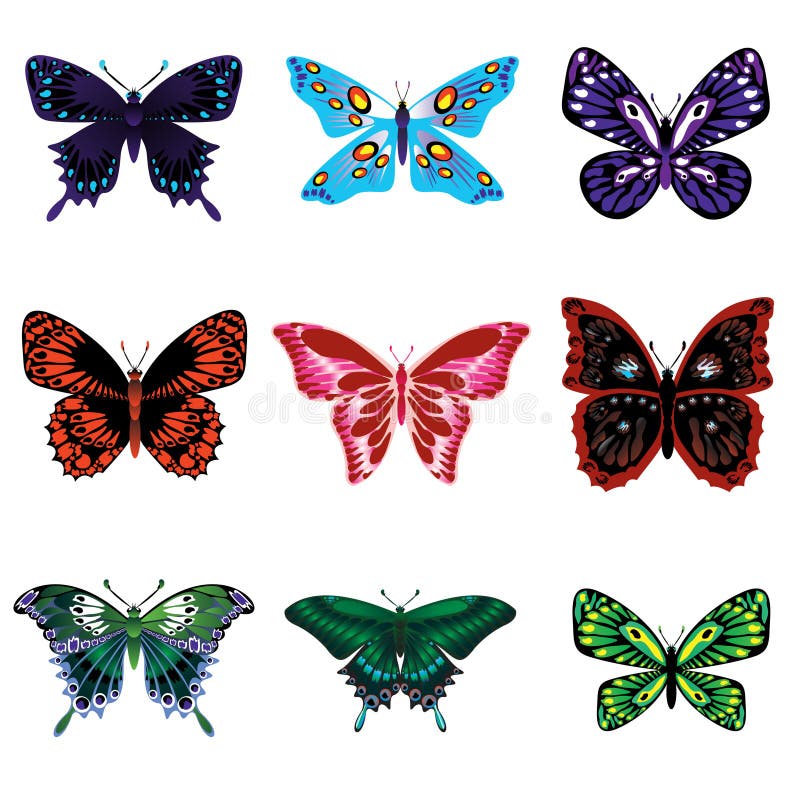 Set of butterflies stock illustration. Illustration of classic - 74444236