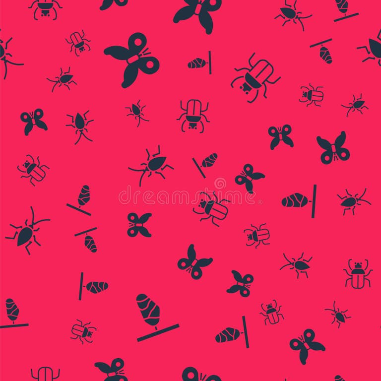 Set Butterfly Cocoon, , Cockroach and Stink Bug on Seamless Pattern ...