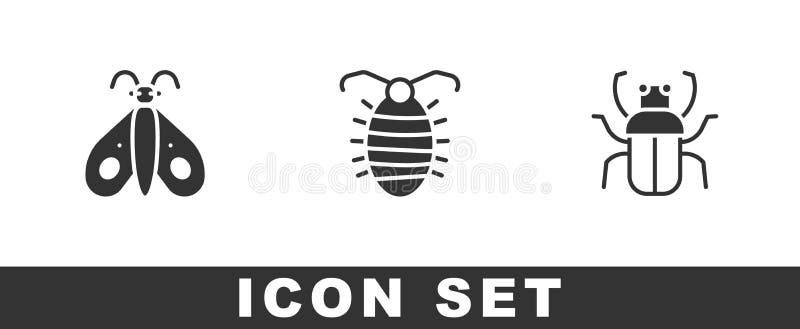 Set Butterfly, Larva Insect and Stink Bug Icon. Vector Stock Vector ...