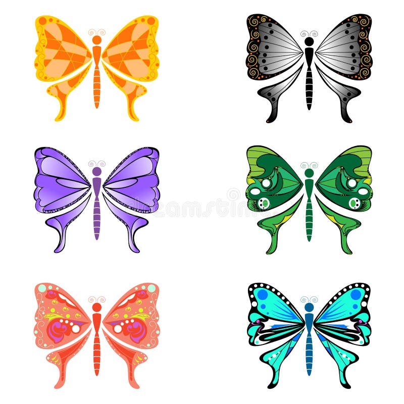 Set of butterfly shape stock illustration. Illustration of graphic ...