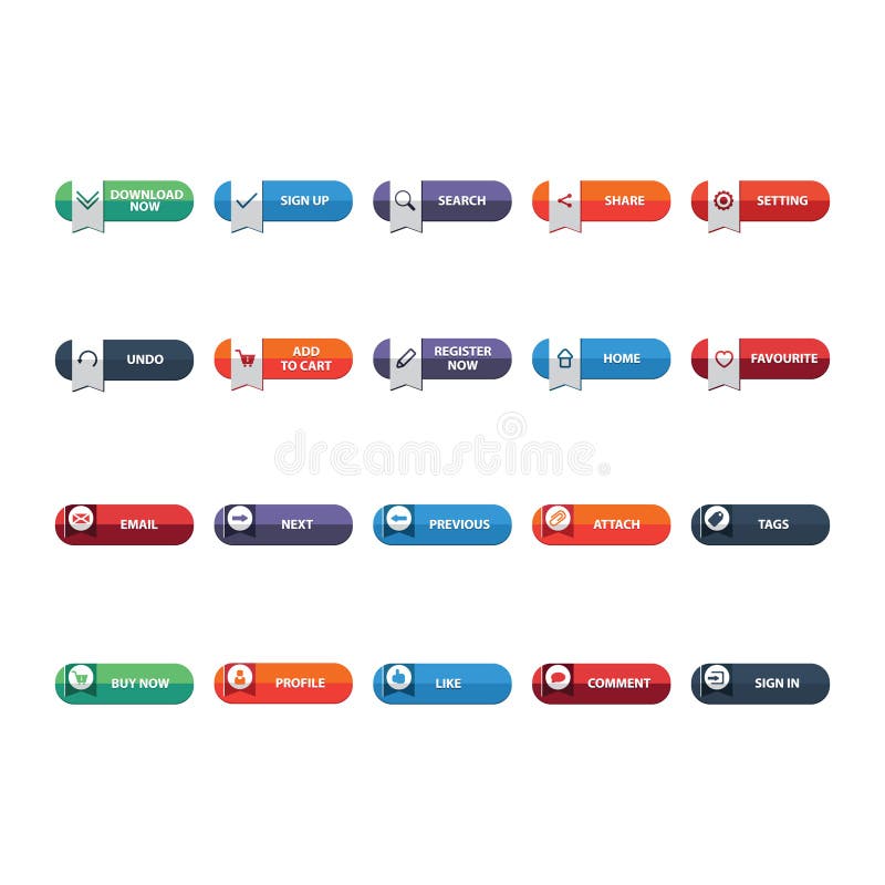 Set of Button Icons. Vector Illustration Decorative Design Stock Vector ...