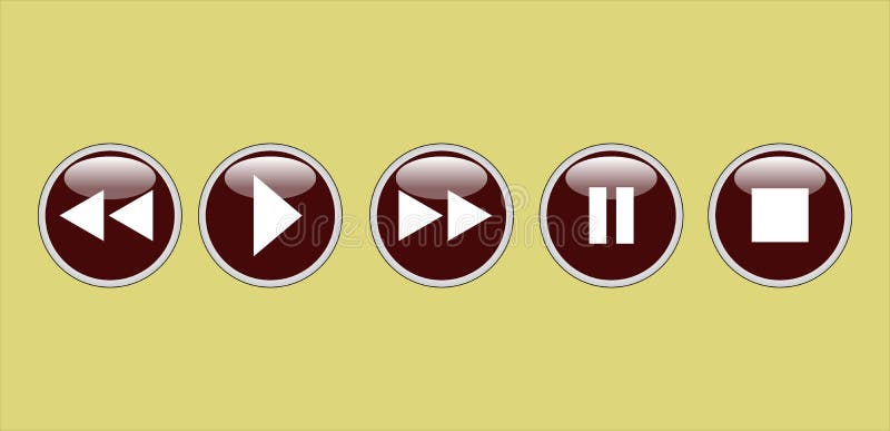 Set of Buttons of the Audio Player Stock Vector - Illustration of dark ...