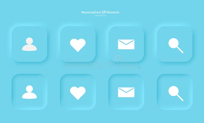 Set of Buttons for Designing User Interface in Blue. Elements, Icons ...