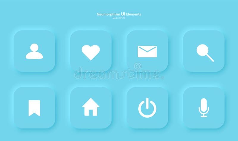 Set of Buttons for Designing User Interface in Blue. Elements, Icons ...