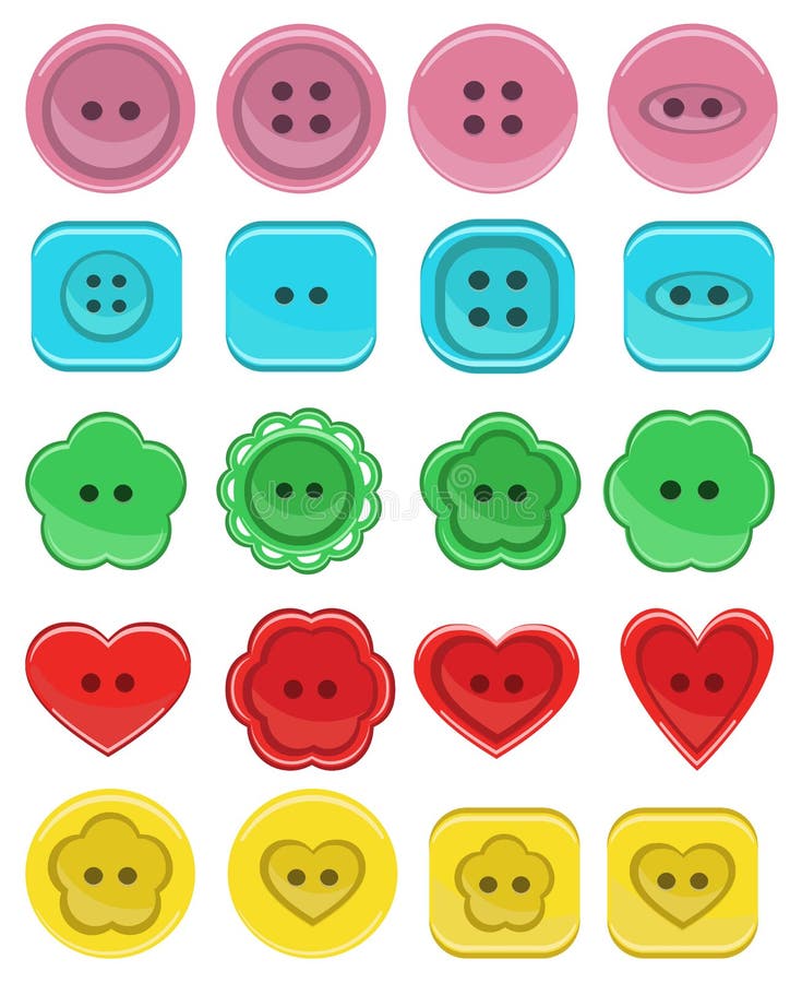 Set of Buttons in Different Designs. Stock Vector - Illustration of ...