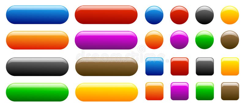 Set Buttons in Different Style and Colors - Vector Stock Illustration ...