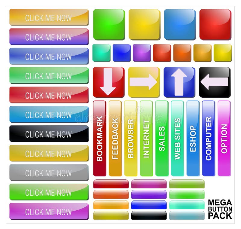 Web Elements Vector Button Set Stock Vector - Illustration of effect ...