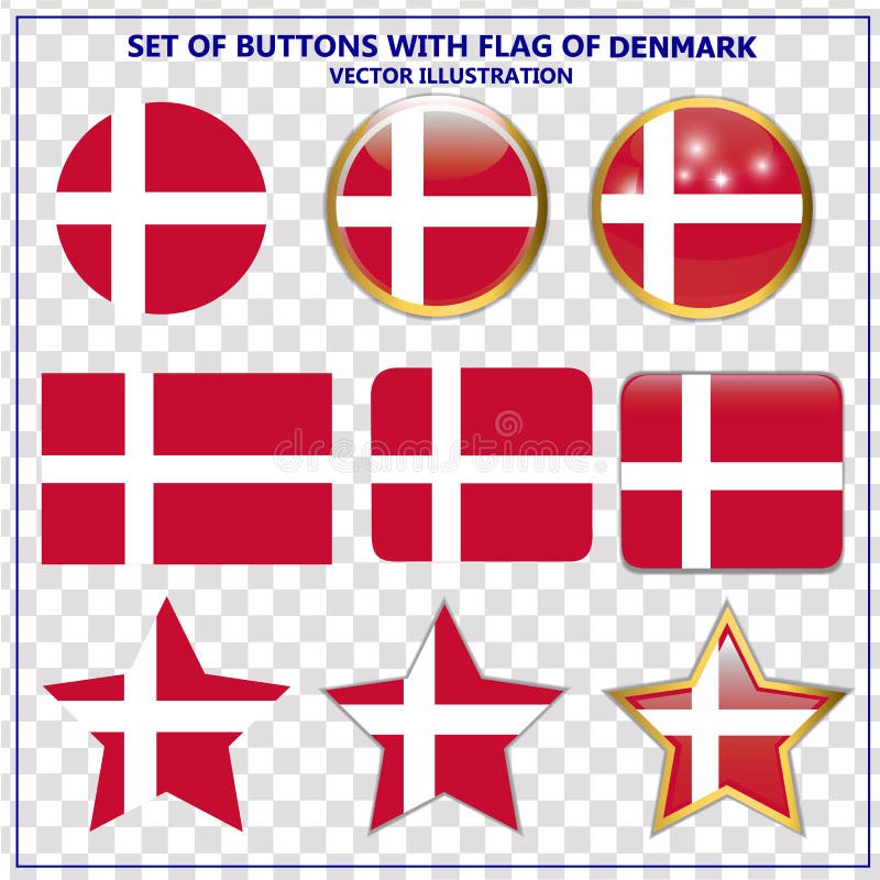 Set with Buttons with Flag of Denmark. Vector. Stock Vector ...