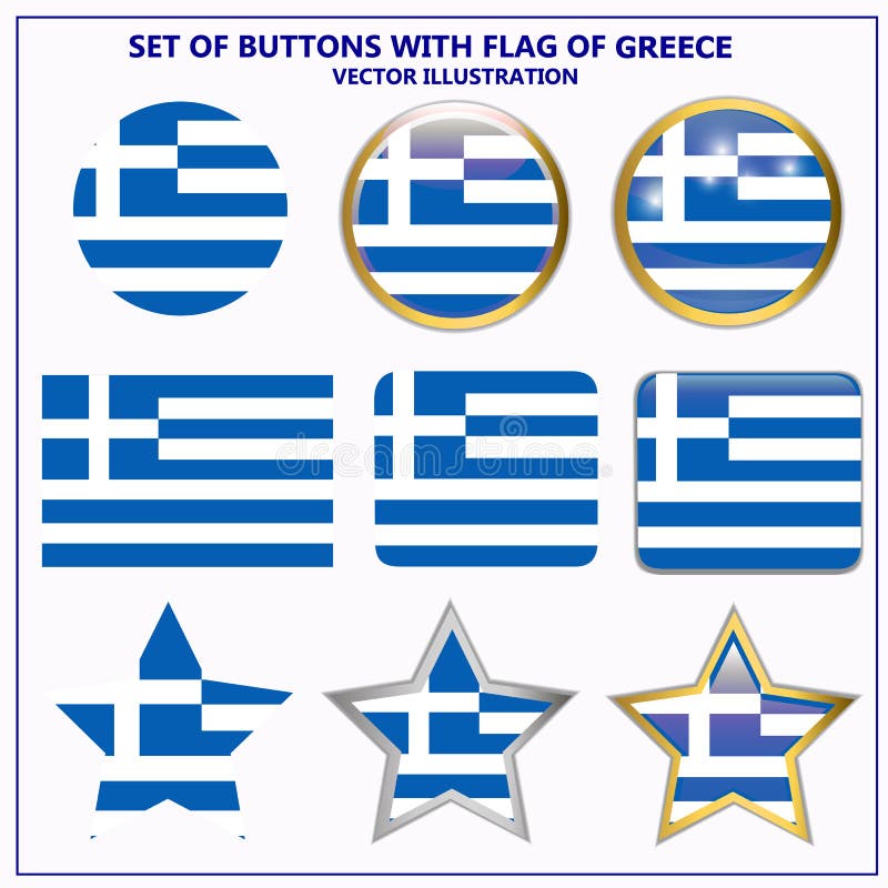 Set of Buttons with Flag of Greece. Vector. Stock Vector - Illustration ...