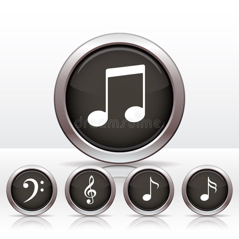 Set Buttons with Music Note Icon. Stock Vector - Illustration of ...