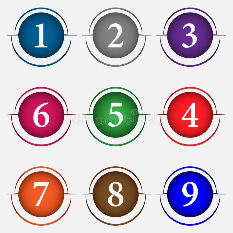 Set of Buttons with Numbers Stock Vector - Illustration of colourful ...