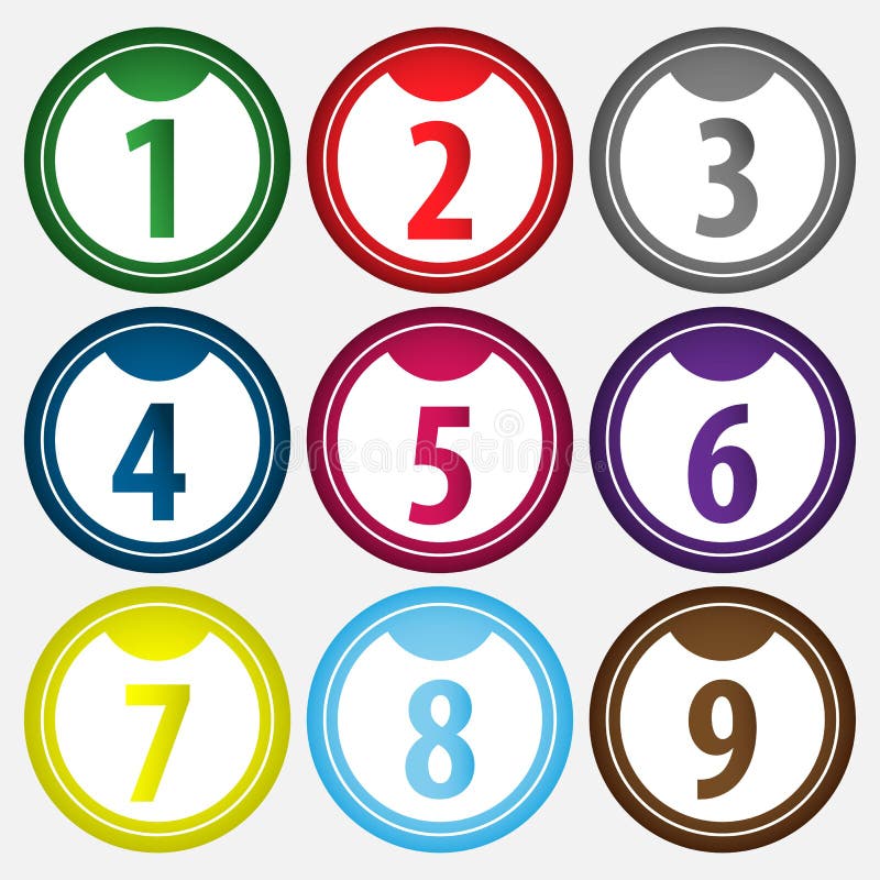 Set of Buttons with Numbers Stock Vector - Illustration of colourful ...