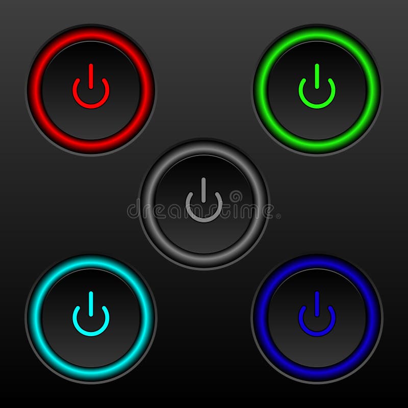 On Off Buttons Round Icon Set Stock Illustration - Illustration of ...