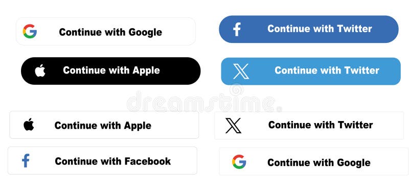 Set of Buttons with Realistic Shadows Continue with Google, Continue ... Set of Buttons with Realistic Shadows Continue with Google, Continue ...
