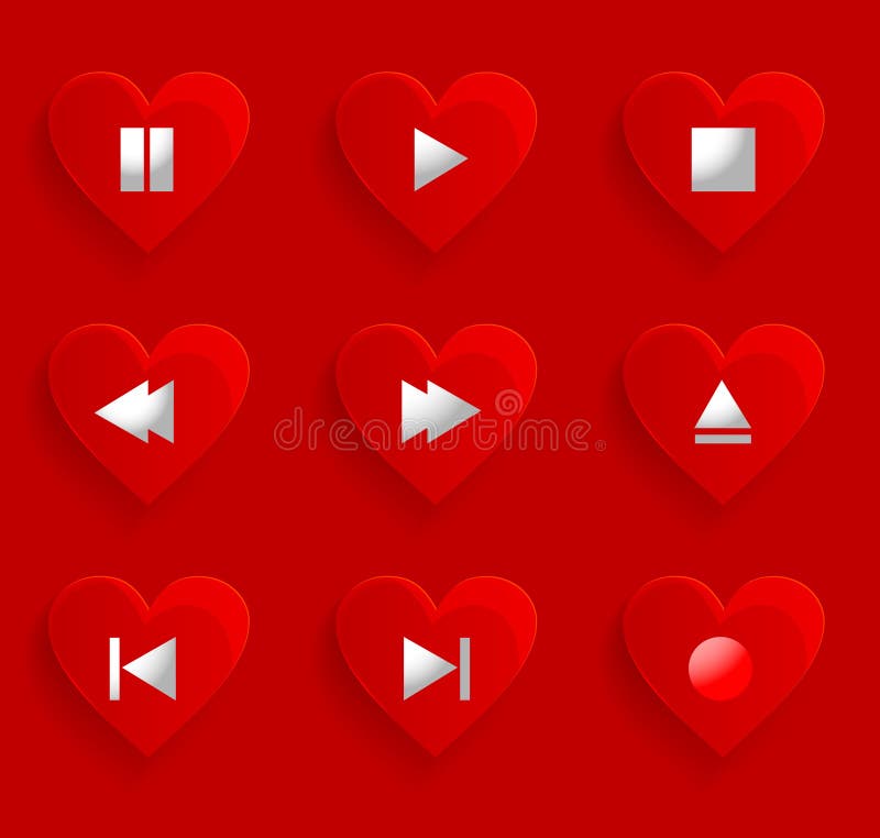 Set of Buttons for Romantic Media Player Stock Vector - Illustration of ...