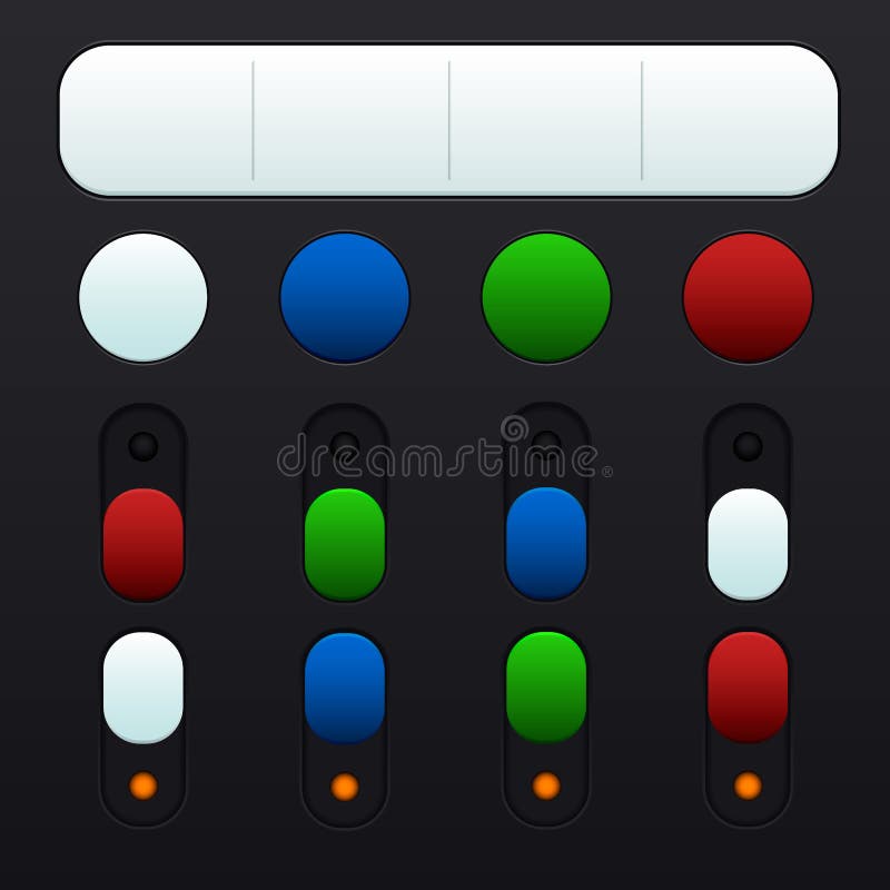 Set of Buttons and Switches in Different Colors Stock Vector ...