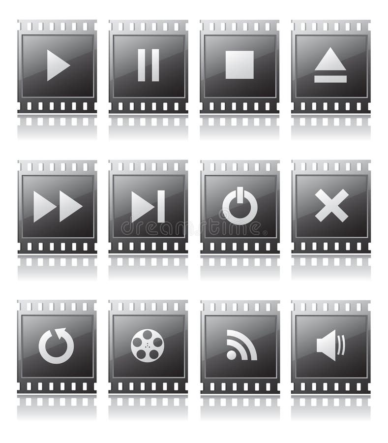 Set of Buttons with Symbols Stock Vector - Illustration of push, shiny ...