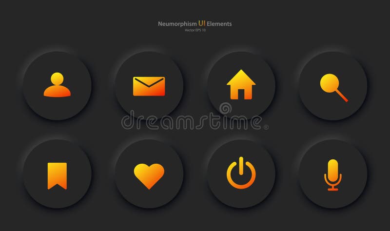 Set of Buttons for User Interface Design in Black with Yellow Elements ...
