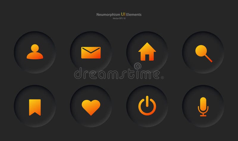 Set of Buttons for User Interface Design in Black with Yellow Elements ...