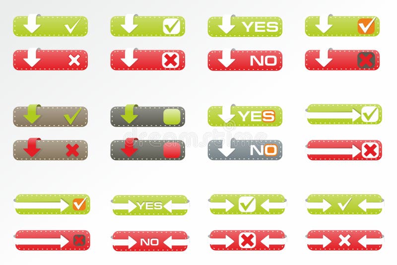 Set of buttons: yes, no stock vector. Illustration of pleasant - 27611933