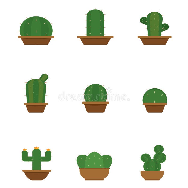 Set of cactus icons stock vector. Illustration of tree - 179461829