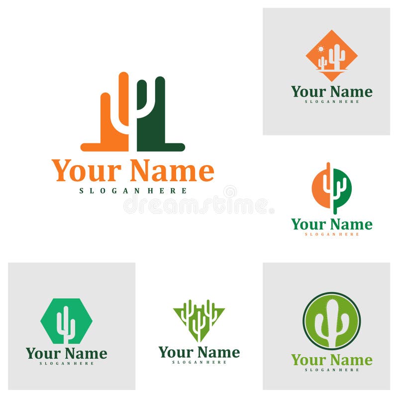 Set of Cactus Logo Design Template. Creative Cactus Logo Vector ...