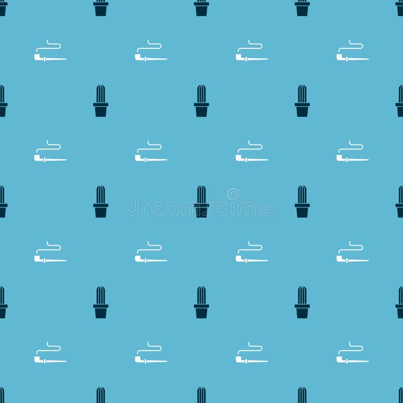 Set Cactus Peyote in Pot and Smoking Pipe on Seamless Pattern. Vector ...