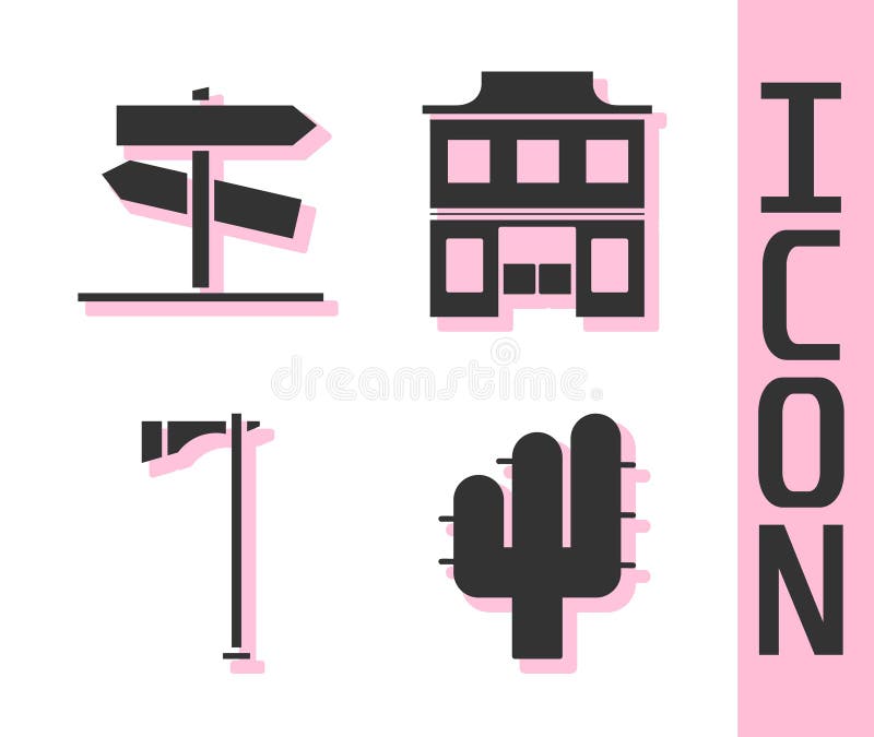 Set Cactus, Road Traffic Signpost, Tomahawk Axe and Wild West Saloon ...